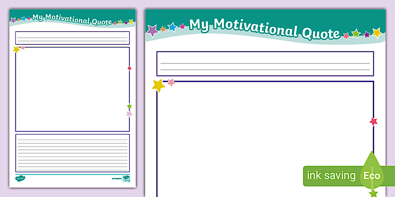 My Motivational Quote Activity Sheet 5th and 6th Class