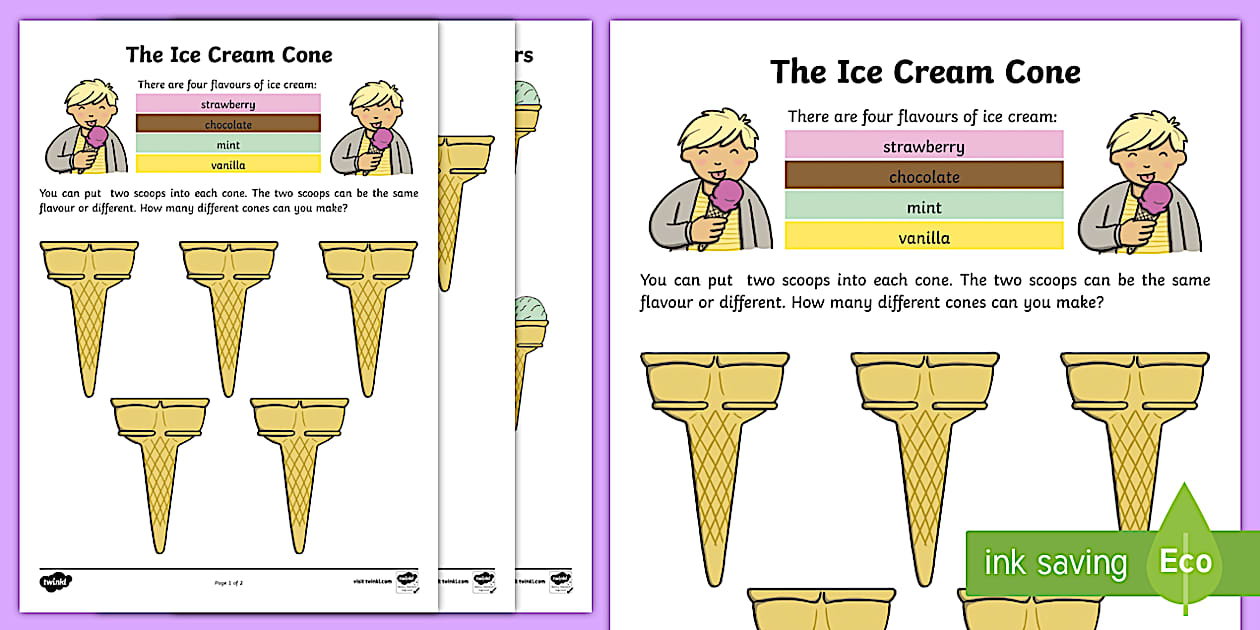 KS1 Ice Cream Cone Worksheet / Worksheet - Twinkl