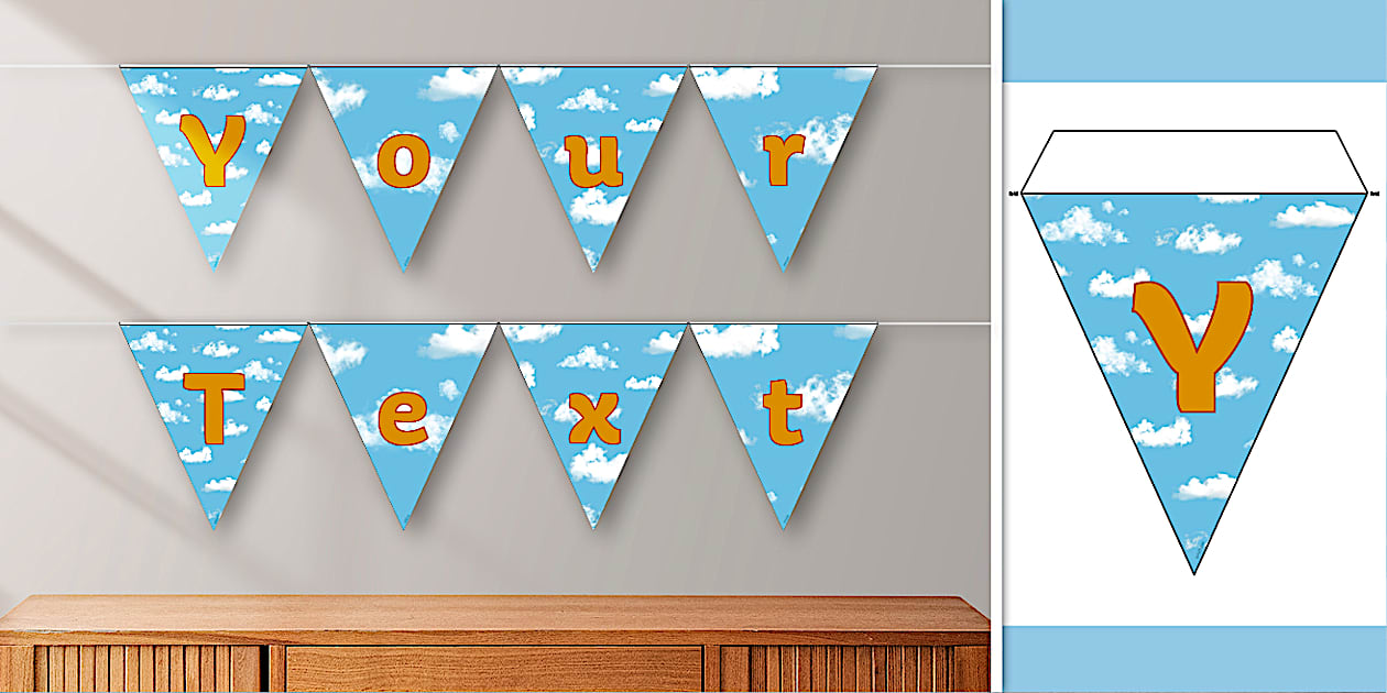 Fluffy Clouds & Blue Sky Editable Bunting | Twinkl Party