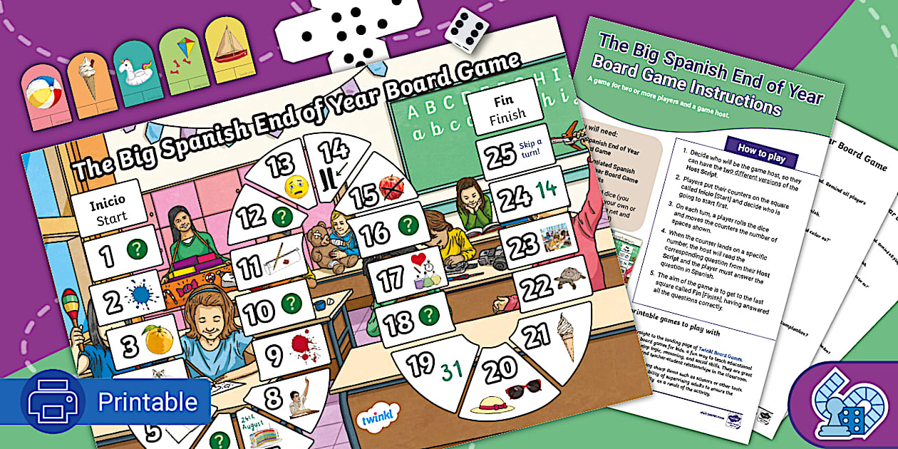 👉 Spanish: Year 3 Revision Board Game (teacher made)