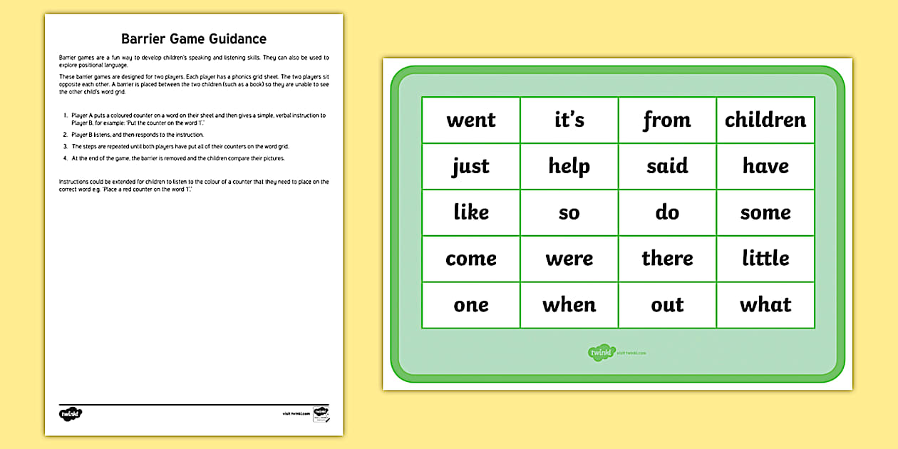 Phase 4 High Frequency Words Counters Barrier Game - Twinkl