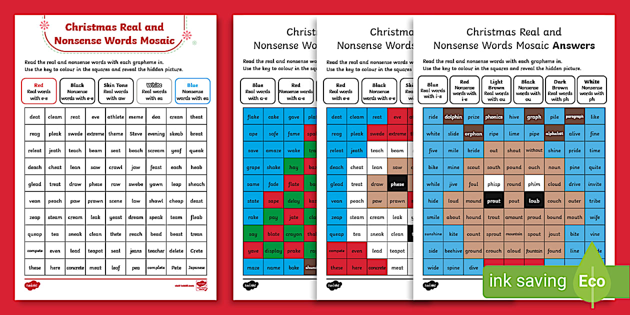 Christmas Phase 5 Phonics Mosaics (teacher made) - Twinkl