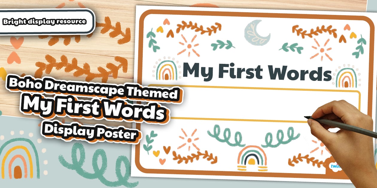 Boho Dreamscape Themed My First Words Display Poster