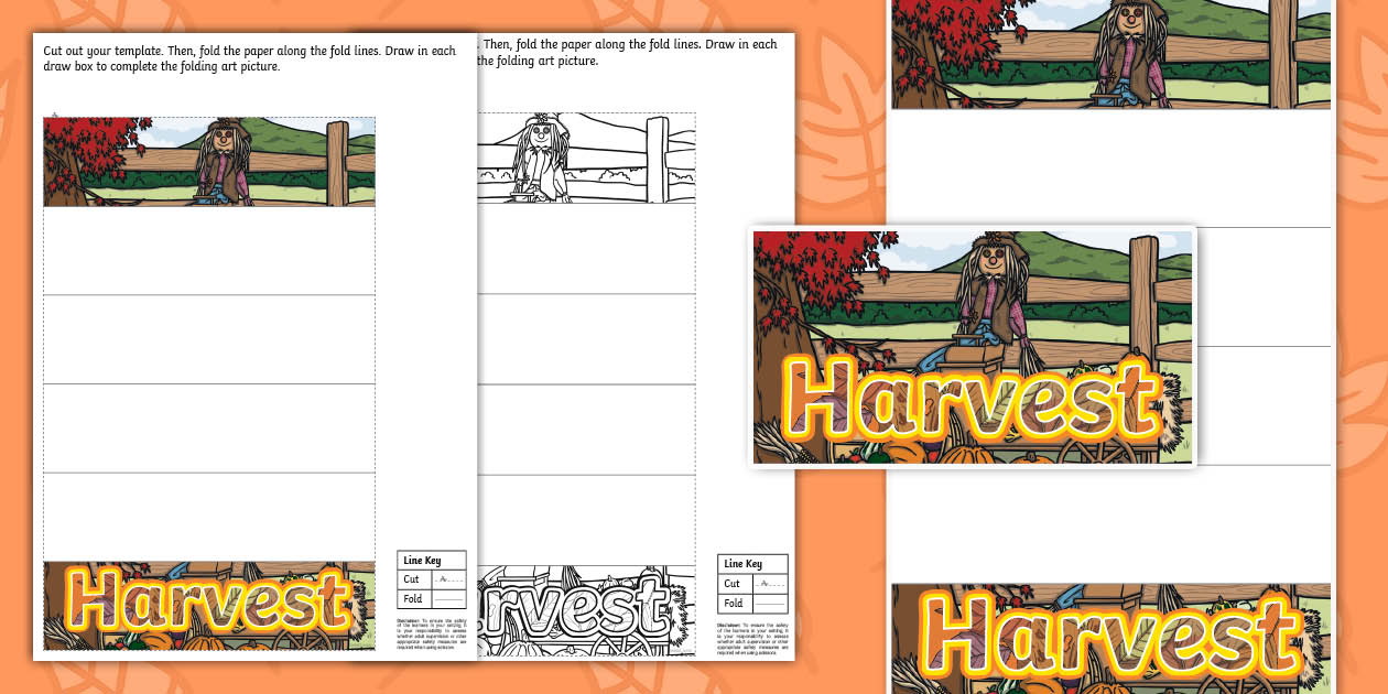 Harvest Season Folding Art Template (teacher made) - Twinkl