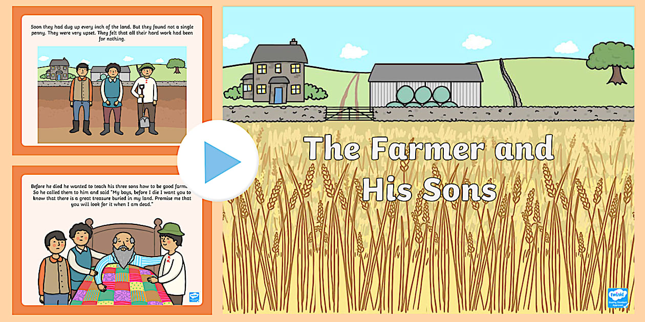 The Farmer and His Sons PowerPoint (teacher made) - Twinkl