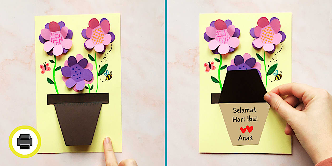Selamat Hari Ibu 2024 - Kad Pasu Bunga Hari Ibu - Twinkl