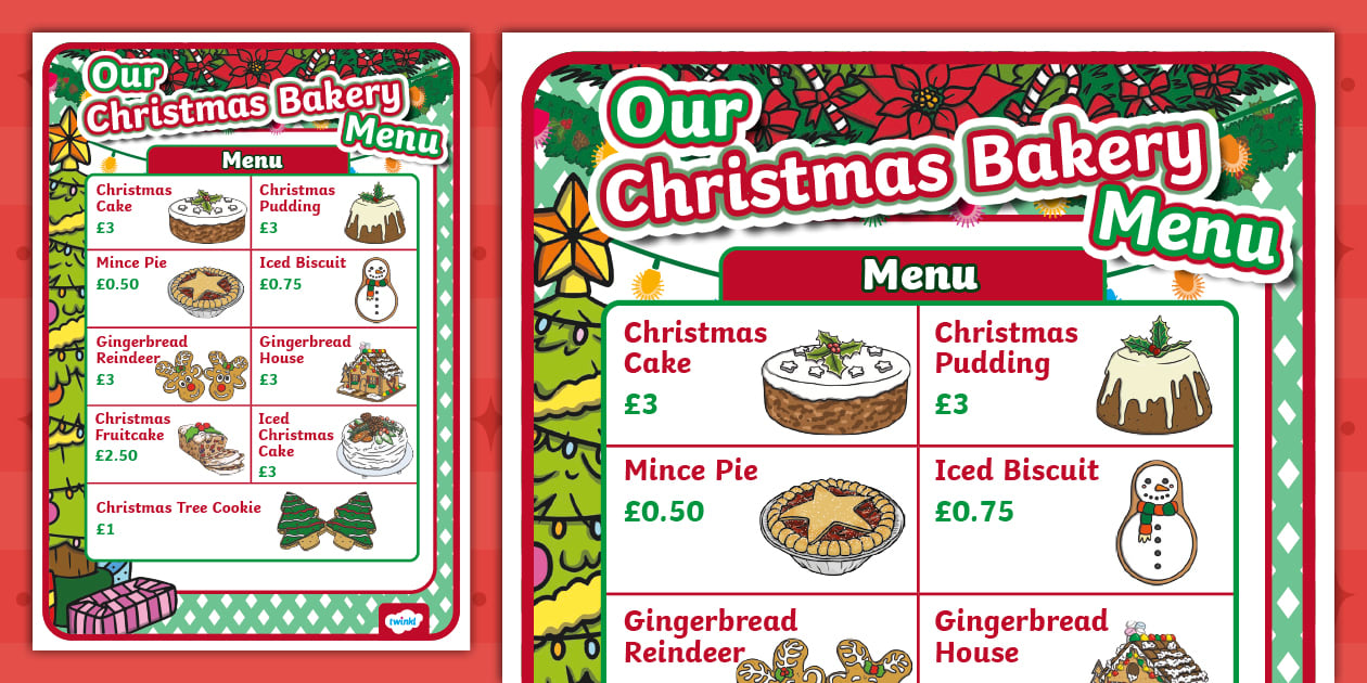 Christmas Bakery Menu Display Poster (teacher made) - Twinkl