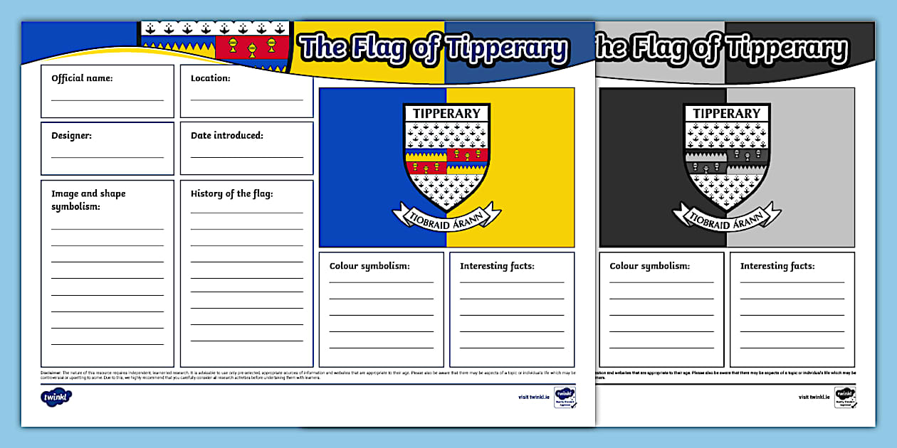 Tipperary Flag Fact File Template (teacher made) - Twinkl
