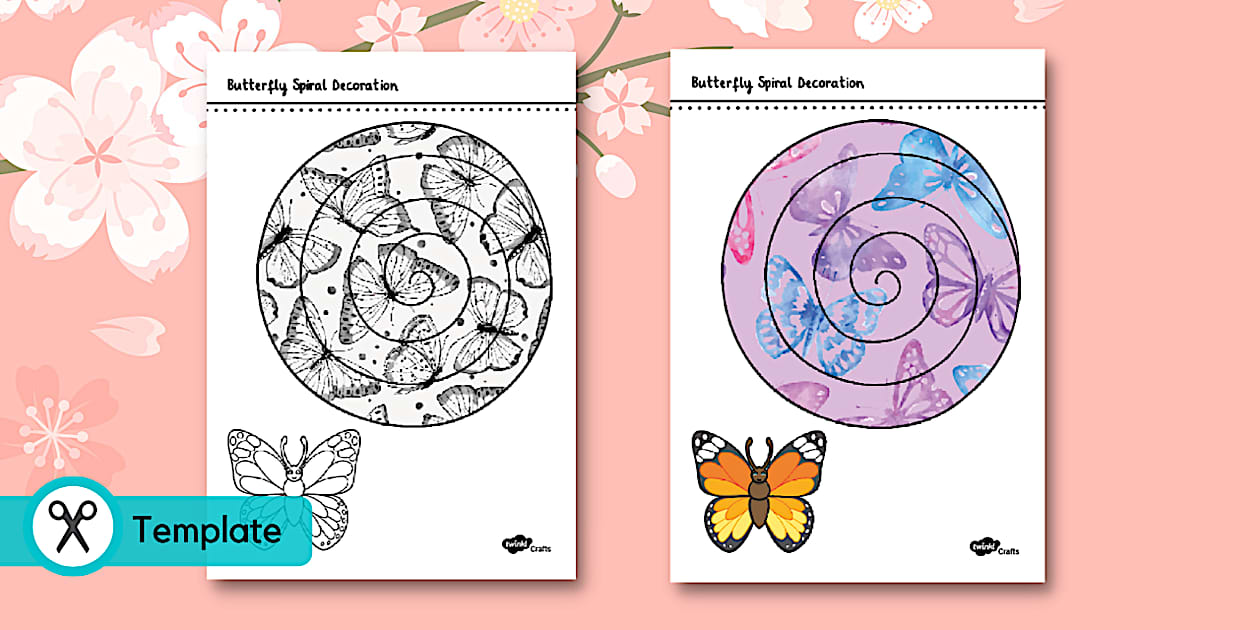 Printable Butterfly Spiral Decoration - Twinkl