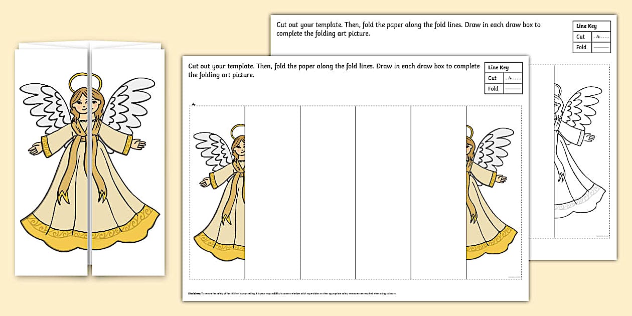 Angel Folding Art Template - Twinkl Artwork (Teacher-Made)