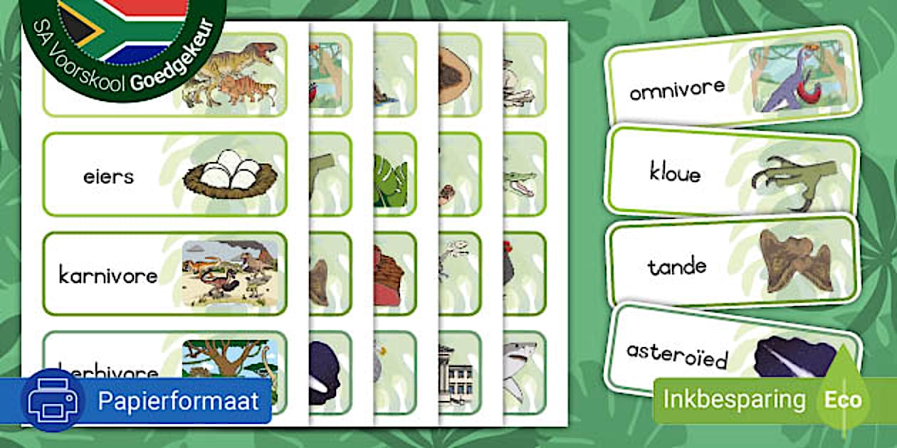 Voorskool - Dinosourusse - Woordkaarte