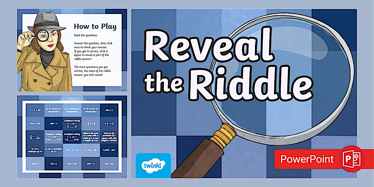 Reveal the Riddle Fifth Grade Math Assessment PowerPoint