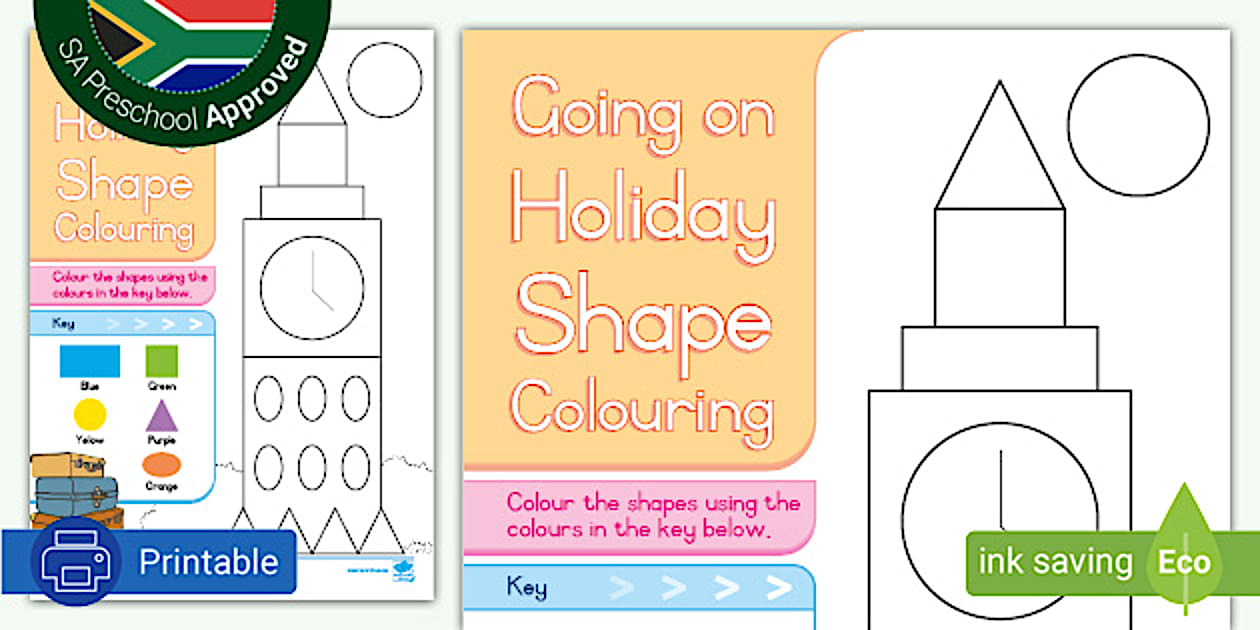 Going on Holiday Shape Colouring Activity (Teacher-Made)