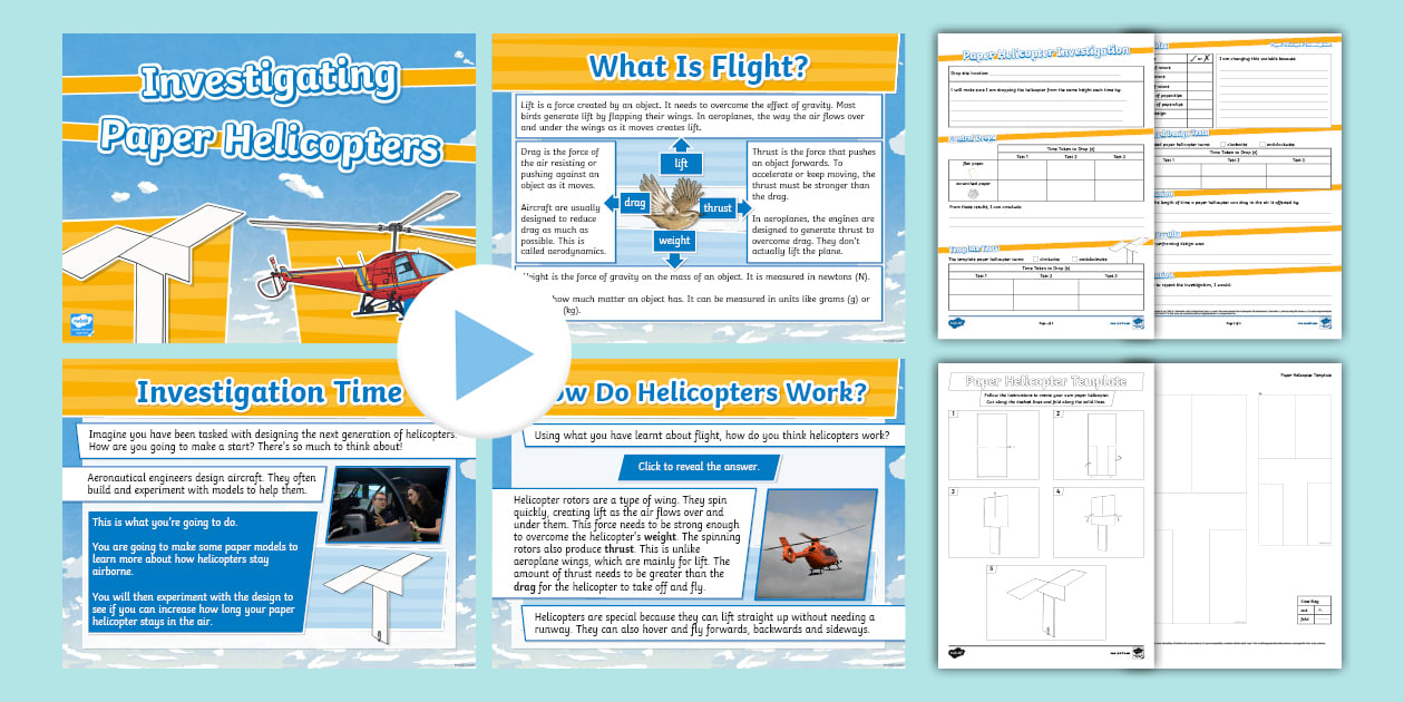Paper Helicopter Investigation Pack (teacher made) - Twinkl