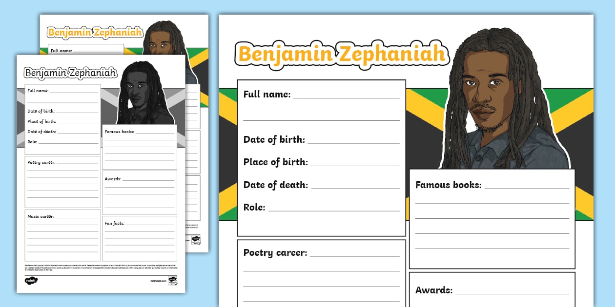 Benjamin Zephaniah Fact File Template,benjamin zephaniah