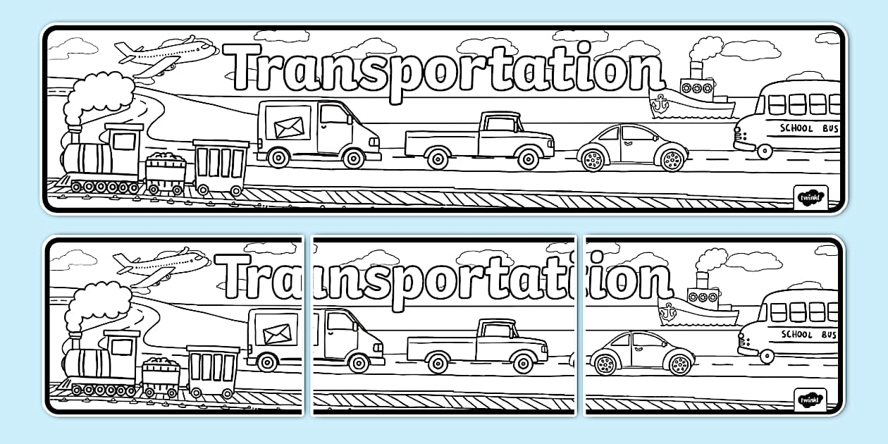 Transportation Colouring Display Banner (teacher made)