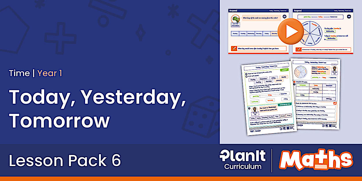 👉 Year 1 lesson pack about Today, Tomorrow and Yesterday