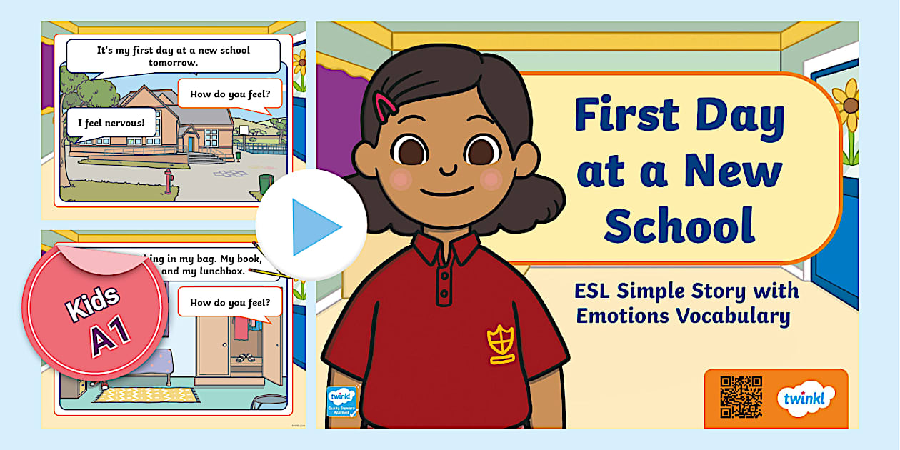 English Language Simple Story: First Day at a New School