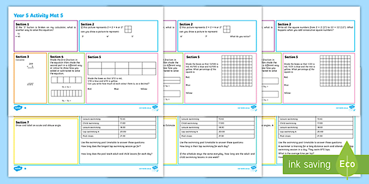 Year 5 Term 4 Maths 5 Activity Mat