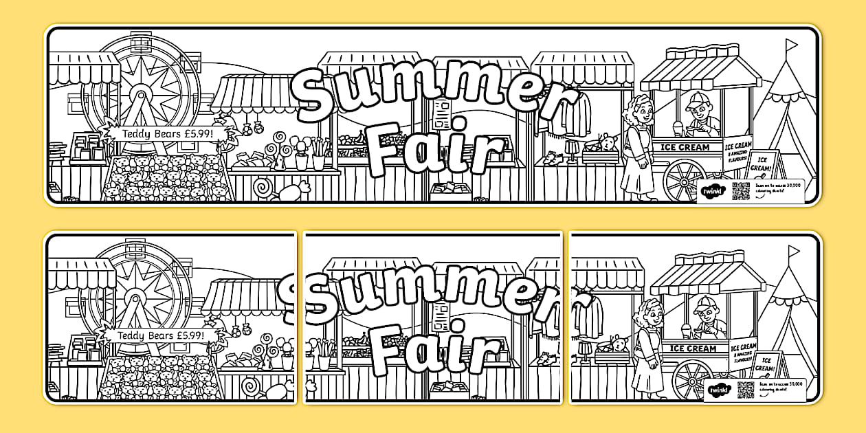 Summer Fair Colouring Display Banner (teacher made) - Twinkl