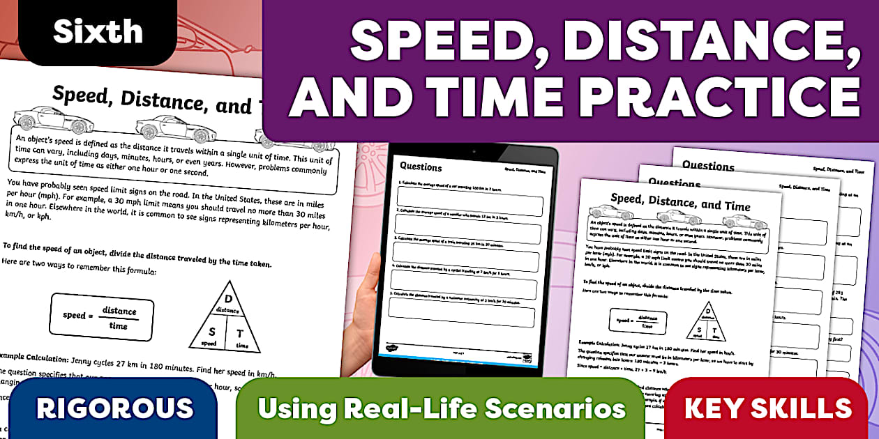 Sixth Grade Speed, Distance, Time Walkthrough Worksheet