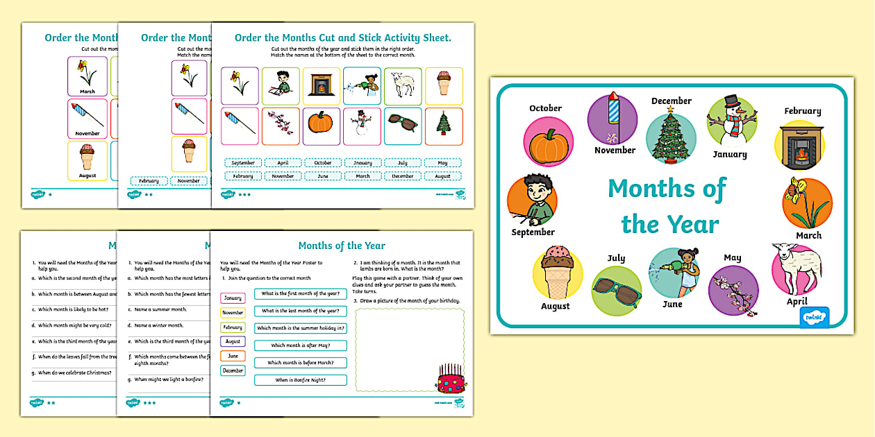 Editable KS1 Months of the Year Activity Pack - Twinkl