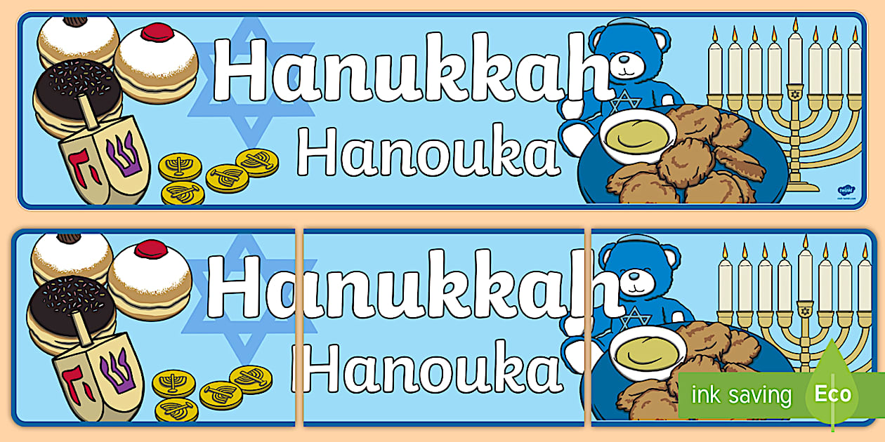 Judaism Hanukkah Display Banner English/French - Twinkl