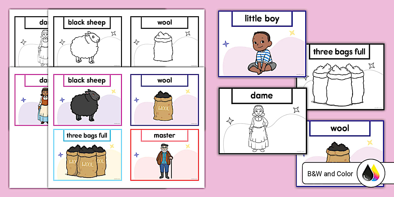 Baa Baa Black Sheep Nursery Rhyme Flash Cards