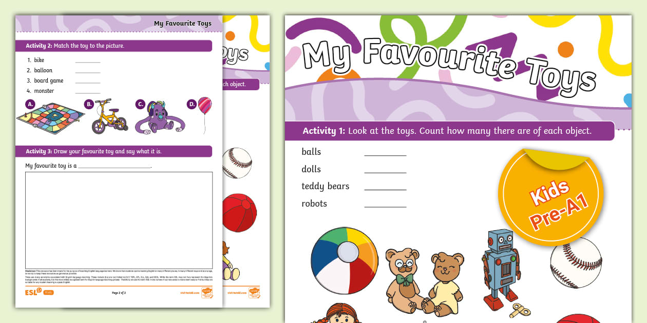 Favourite Toys ESL Activity Sheet (l'enseignant a fait)
