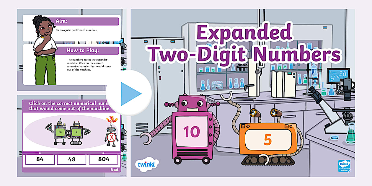 Expanded Two-Digit Numbers Interactive Game - Twinkl