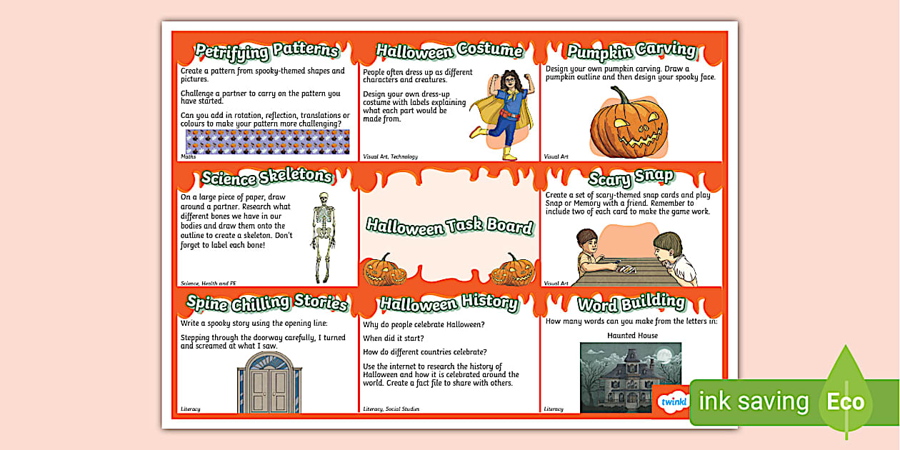 Halloween Task Board (teacher made) - Twinkl