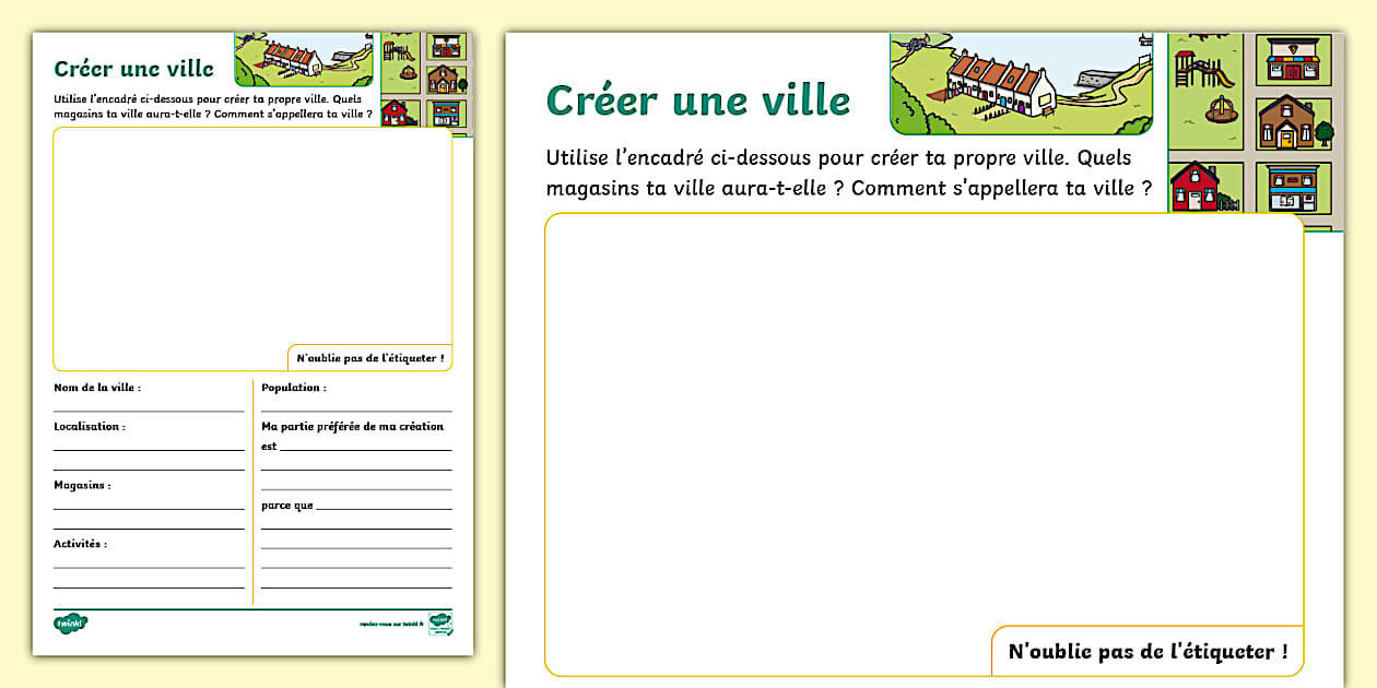 Feuille d'activités : Créer une ville (teacher made)