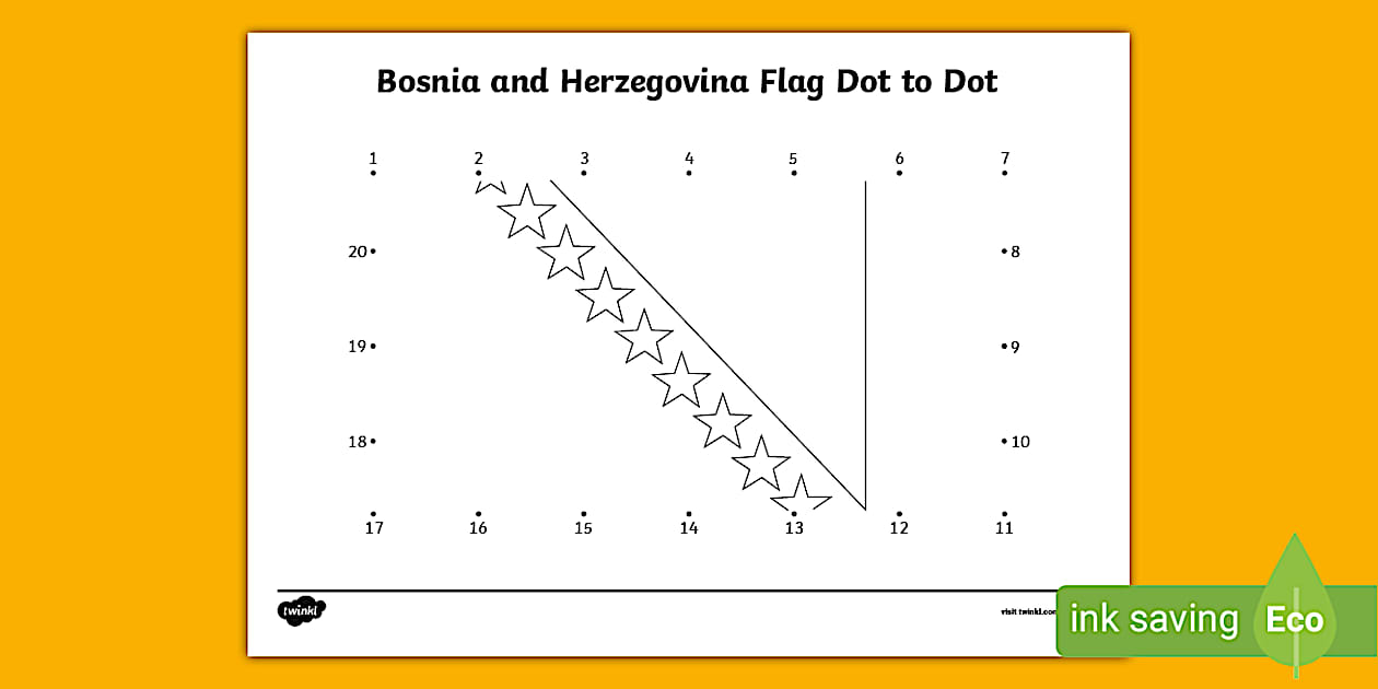 Bosnia and Herzegovina Flag Dot to Dot Worksheet | Twinkl