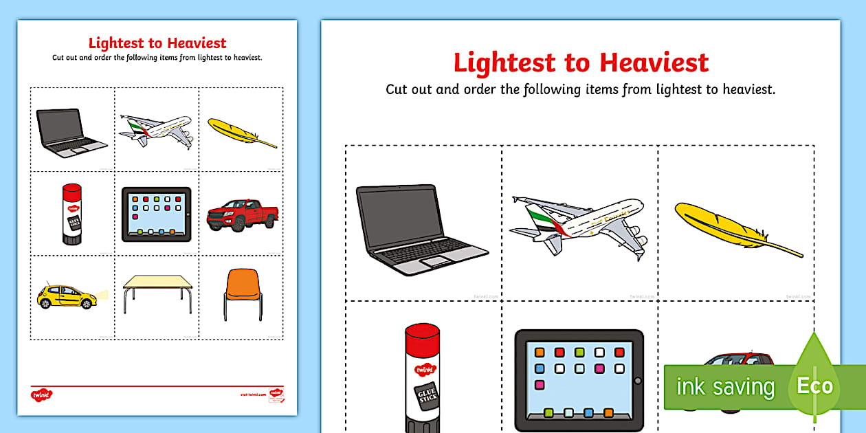 Lightest to Heaviest Worksheet / Worksheet (teacher made)