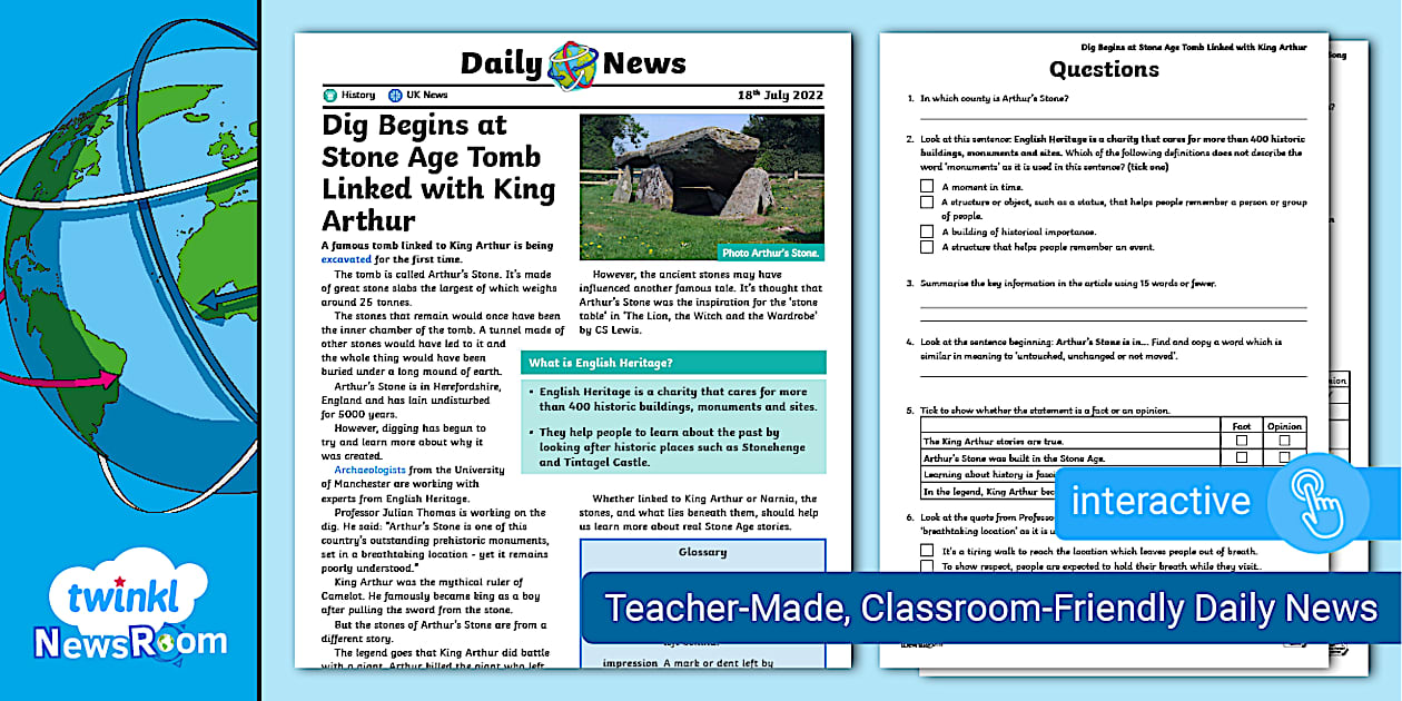 Arthur Stone News | Twinkl Resources (teacher made) - Twinkl