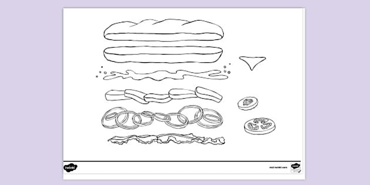 Sandwich Ingredients Colouring Sheet - Twinkl