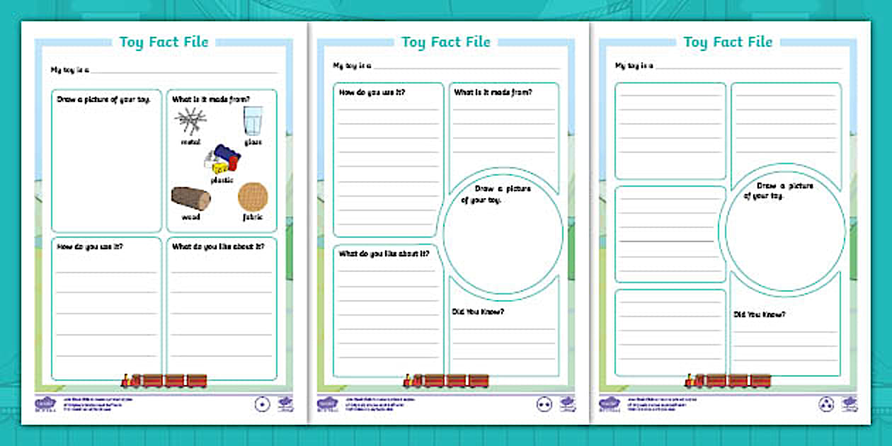Editable The Old Toy Room: Toy Fact File Writing Frames