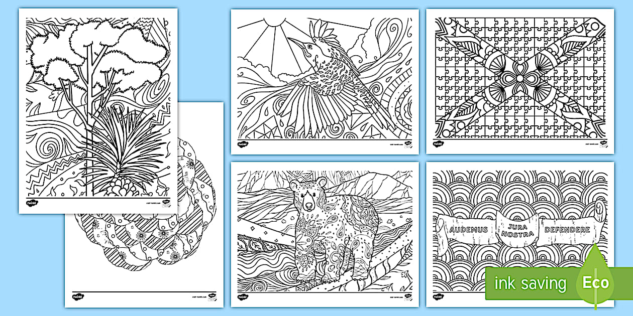 Alabama State Symbols Mindfulness Coloring Sheets - Twinkl