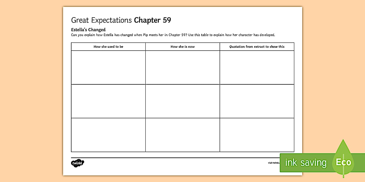 Great Expectations Chapter 59 Estella's Changed Worksheet / Worksheet