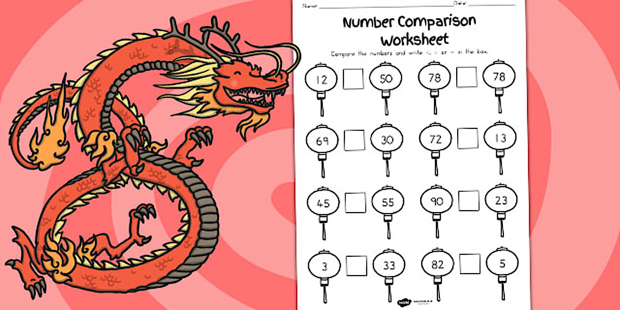 Chinese Number Comparison Worksheet (teacher made) - Twinkl