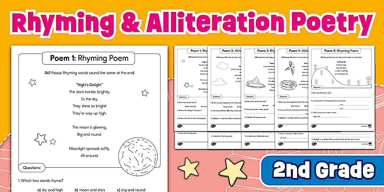 Rhyming and Alliteration Poetry Worksheets | Twinkl USA