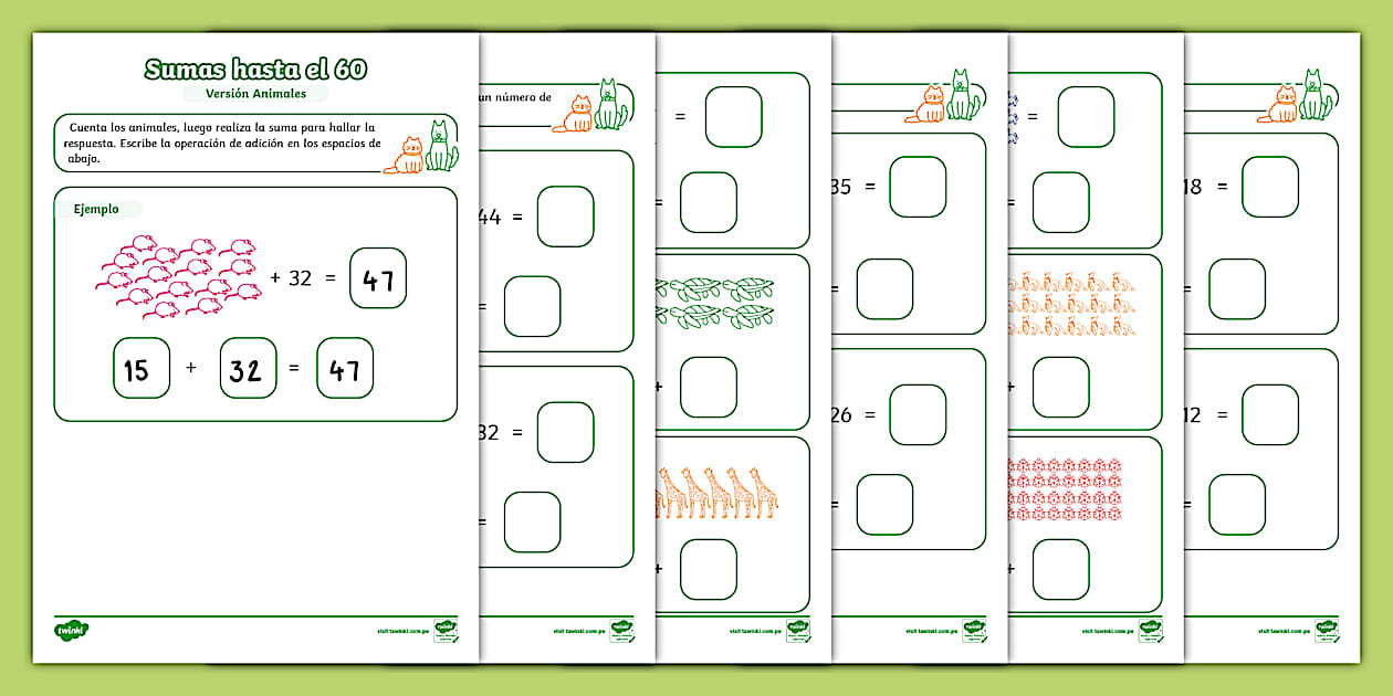 Ficha de actividad: Sumas hasta el 60