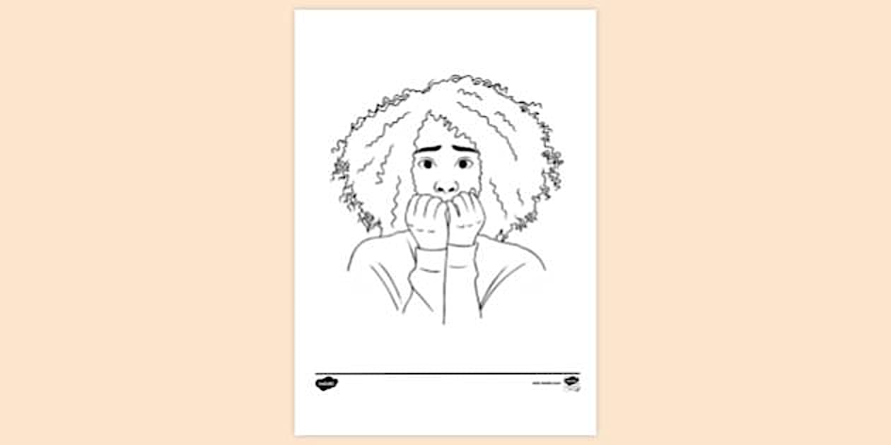 Worried Girl Colouring Sheet | Colouring Sheets - Twinkl