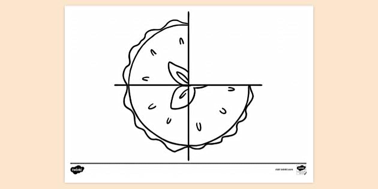 Pie Quartered Colouring Sheet | Colouring Sheets - Twinkl
