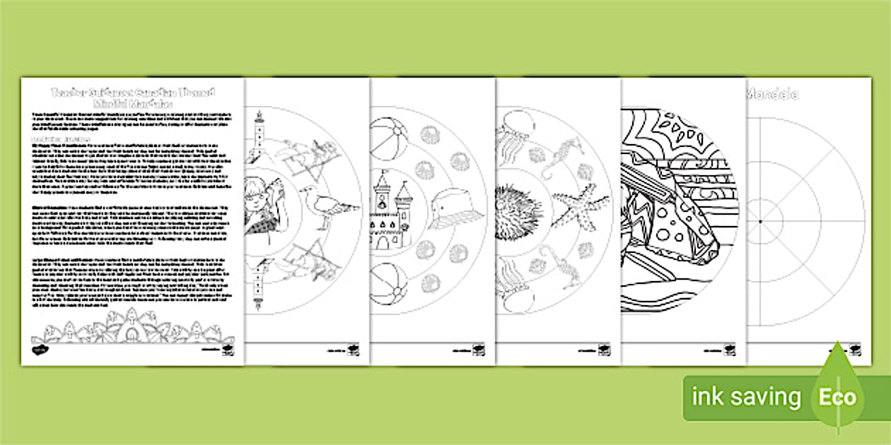 Summer Themed Primary Mindful Mandalas - K-3 (teacher made)