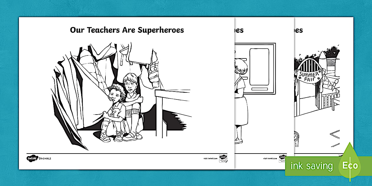 KS2 Superhero Story Colouring Pages (teacher made) - Twinkl