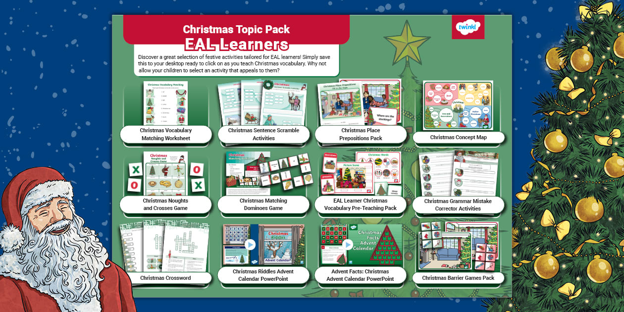 Christmas Topic Pack for Younger Learners of EAL - Twinkl