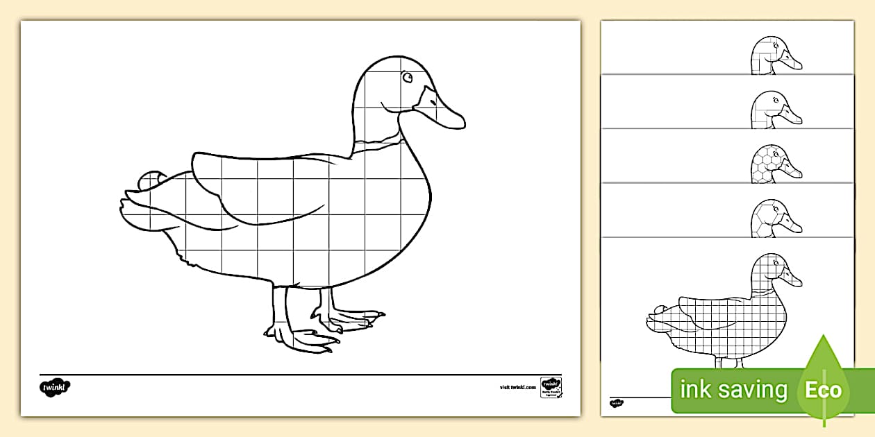 Duck Mosaic Colouring Pages (Teacher-Made) - Twinkl
