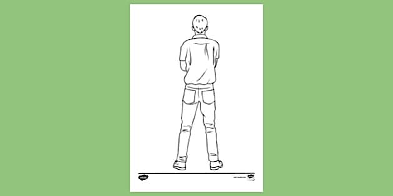 Man Standing Backwards Colouring | Colouring Sheet - Twinkl