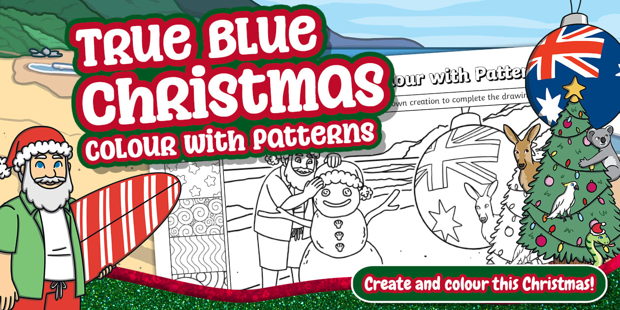 True Blue Christmas Colour with Patterns Activity